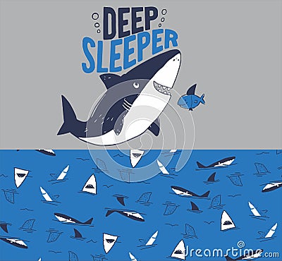 Shark Sleeper Vector Art | CartoonDealer.com #279957832