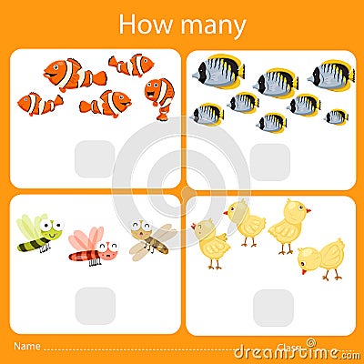 Illustrator Of Counting How Many Animal Two Cartoon Vector ...