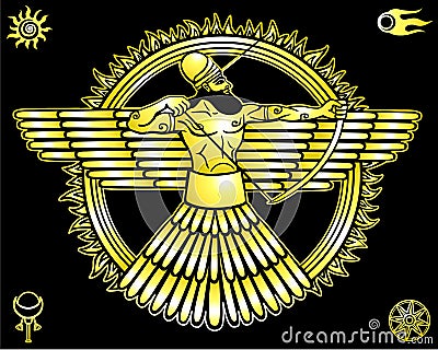 Image Of An Ancient Deity.Set Of Esoteric Symbols. Vector Illustration ...