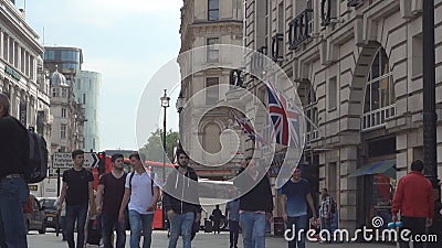 Image with a Crowded Street in London Downtown with People Walking on ...