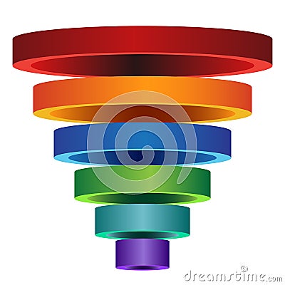 3D Segmented Funnel Chart Vector Illustration | CartoonDealer.com ...