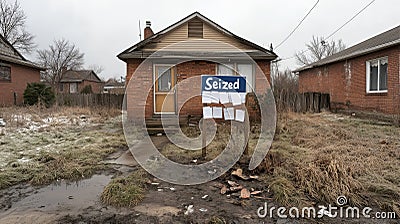Image Depicts Front View Of Apartment In City With Seized Sign ...