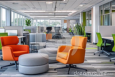 A Modern Open Office With Flexible Seating And Designated Collaboration ...