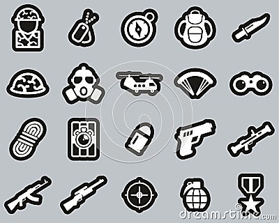 Commandos Or Special Forces Icons White On Black Sticker Set Big Vector ...