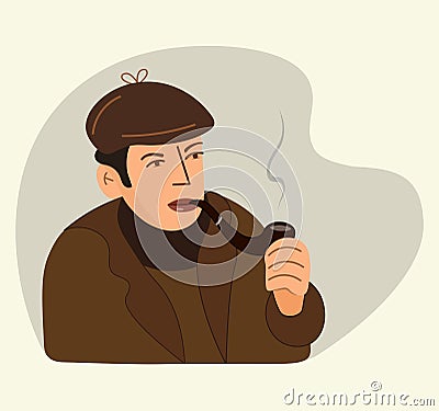 Image Of Sherlock Holmes. Silhouette Of A Detective With A Pipe. The ...