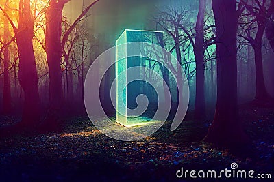 Hyperdimensional Mirror Portal In A Futuristic Cyber Stock Image ...