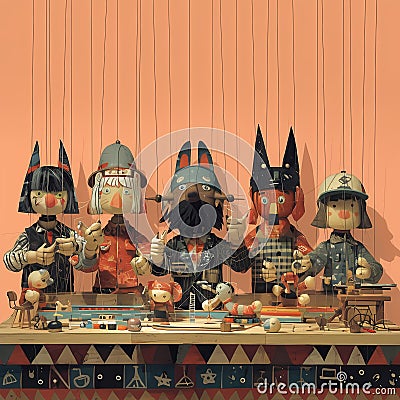 Handcrafted Puppet Characters In A Workshop Setting Royalty-Free Stock ...