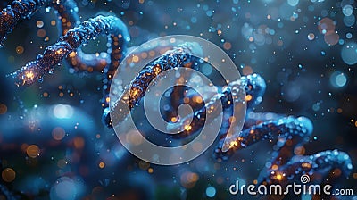 The Image Shows A Glowing Blue Double Helix Structure, Representing DNA ...