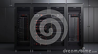 The Image Shows A Modern Data Center With Rows Of Server Racks Stock ...