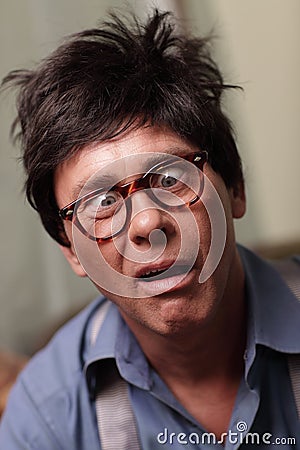 Image Of A Weird Man With Eyes Crossed Royalty Free Stock Image - Image ...