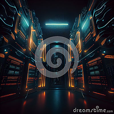 Imagery Servers Data Center Room With Computers And Storage Systems ...