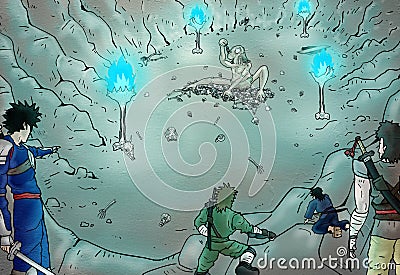 Imaginative Cartoon Characters Drawing By Hand Stock Image ...