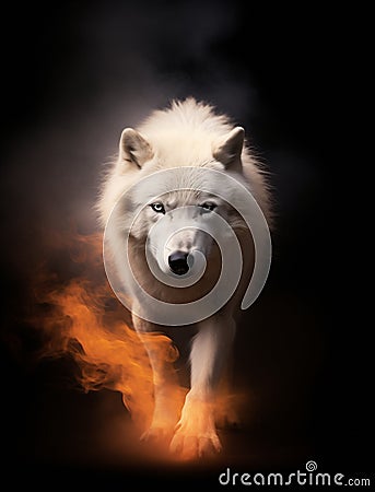 Fantasy Wolf - Fire, Flames, Ashes, Smoke, Embers, Mist, Fog - White ...