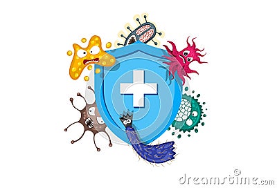 Immune System Concept. Hygienic Medical Blue Shield Protecting From ...
