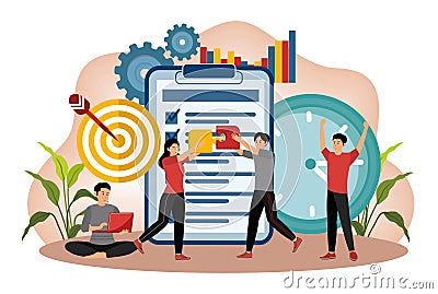 Implementing Business Solution. Plan And Analysis. Vector Illustration ...