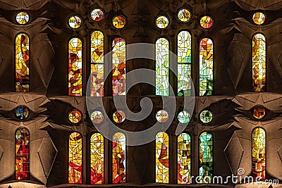 Imposing Cathedral Decorated With Elaborate Stained Glass Windows In ...