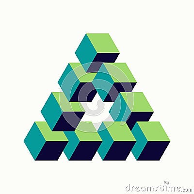 Impossible Triangle Sign Isometric Cubes Shape Stock Vector - Image ...