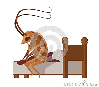Metamorphosis Sad Cockroach On Bed Royalty-Free Illustration ...