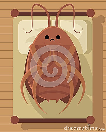 Sad Metamorphosis Cockroach In Bed Cartoon Vector | CartoonDealer.com ...