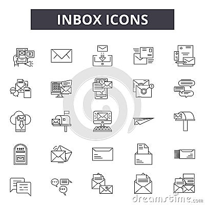Inbox Line Icons, Signs, Vector Set, Linear Concept, Outline Illustration | CartoonDealer.com ...