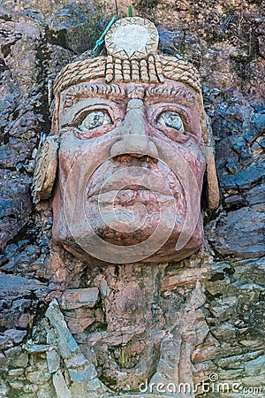 Inca Face Sculpture Peruvian Andes Puno Peru Stock Photo - Image: 35357650