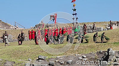 Inca on Throne Being Carried in Inti Raymi Stock Footage - Video di ...