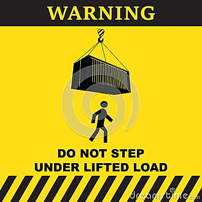 Do Not Step Under Lifted Load Warning Symbol Cartoon Vector ...