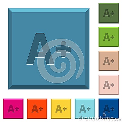 Increase Font Size Engraved Icons On Edged Square Buttons Vector ...