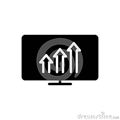 Black Solid Icon For Increased, Graph And Enhanced Cartoon Vector ...