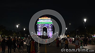 India Gate in New Dehli at Night Stock Footage - Video of ancient ...