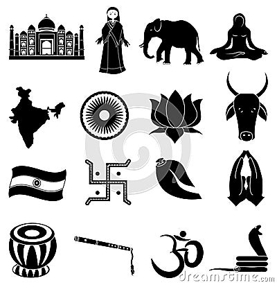 India Icons Set Stock Vector - Image: 49483215