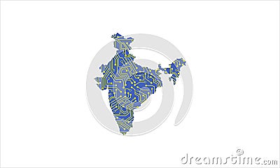 India Map Electronic Circut Tech Networking Icon Logo Design ...