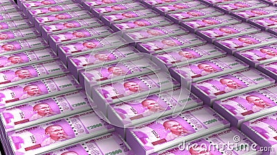 3D Animation of India 2000 Rupee Banknotes Money Stack on White ...