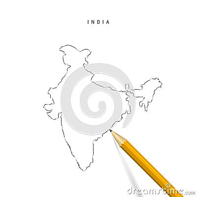 India Freehand Sketch Outline Vector Map Isolated On White Background ...