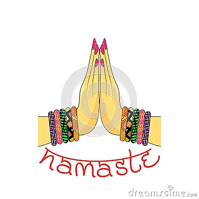 Indian Greeting Banner Namaste Cartoon Vector | CartoonDealer.com #74965115