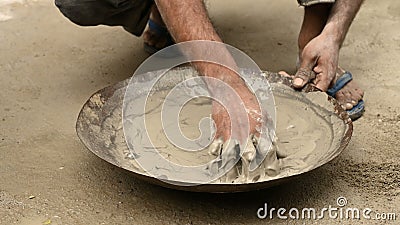 Indian Labour Mixing Cement by Hand. Stock Video - Video of mixture ...