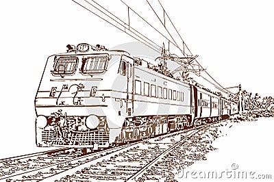 Indian Railway One Line Drawing Stock Image | CartoonDealer.com #123667561