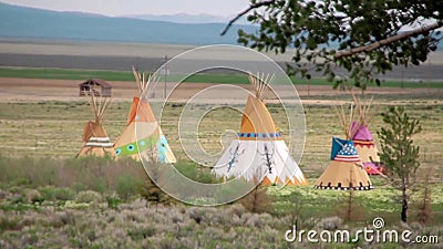 Indian Tepees stock video. Video of lodging, outdoors - 52132033