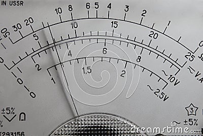 Indicator Panel Of The Analog Multimeter. Divider Scale Of An Analog ...
