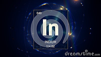 Indium As Element 49 Of The Periodic Table 3D Illustration On Blue ...