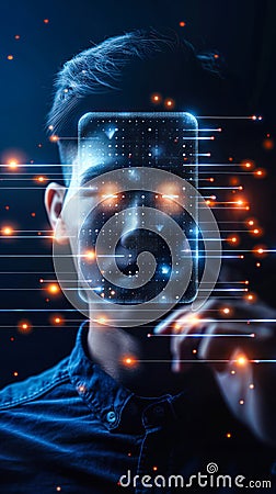 Individual Accessing Digital Identification System Virtual Profile Icon ...