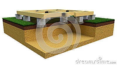 Individual Footing Basement - Isolated Computer Generated Industrial 3D ...