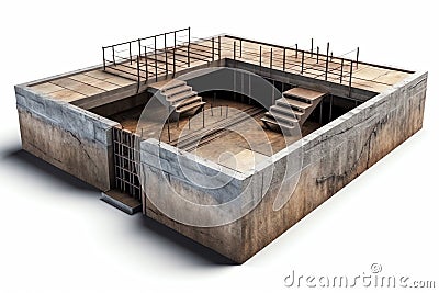 Individual Footing Basement Isolated Industrial 3d Rendering ...