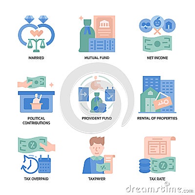 Individual Income Tax Icon Set Vector Illustration | CartoonDealer.com ...