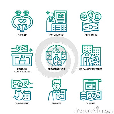 Individual Income Tax Icon Set Cartoon Vector | CartoonDealer.com ...