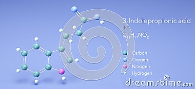 3-indolepropionic Acid Molecule, Molecular Structures, Ipa 3d Model ...