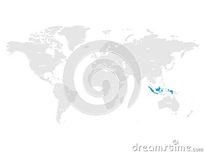 Indonesia Marked By Blue In Grey World Political Map. Vector ...
