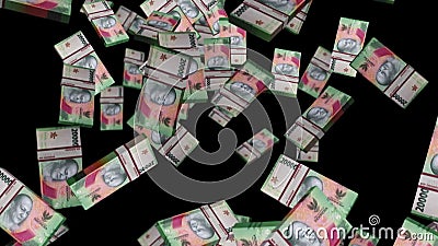Indonesia Rupiah 20000 Banknote Packs Falling Loop Stock Footage ...