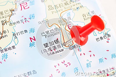 Indonesian City Makassar Marked On The Map Stock Image | CartoonDealer ...