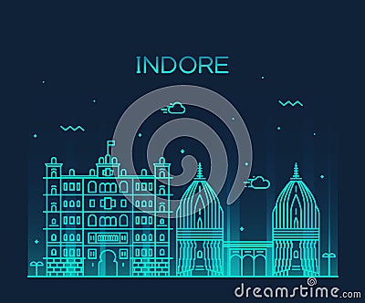 Indore Skyline Vector Illustration Linear Style | CartoonDealer.com ...